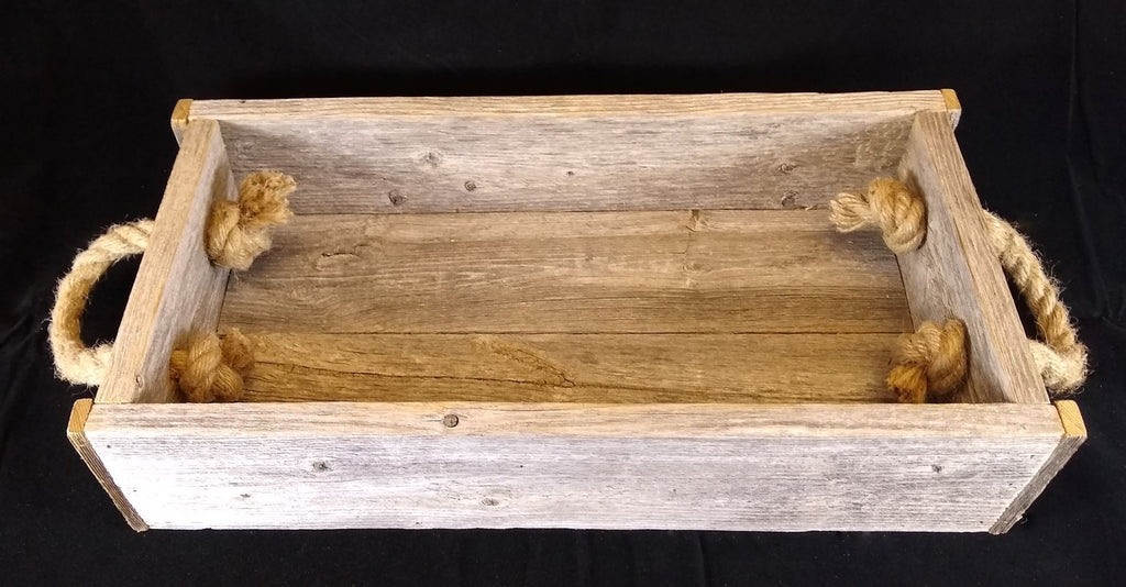 Tray - Rustic Wood Tray Made with Reclaimed Wood and Rope Handles ...